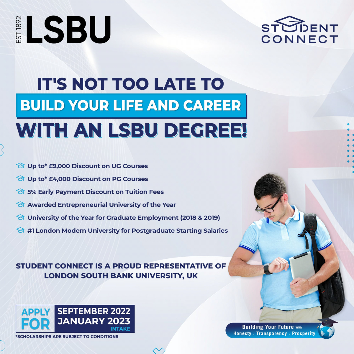 Student Connect is a proud representative of London South Bank University, UK